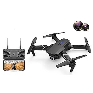 Foldable Drone for Adults/Teenager, Aerial Photography with 4K/1080P Profesional HD Camera, Intelligent Aircraft with Headless Mode, WiFi FPV Live Video, One-Key Return, APP Control (Dual Camera 4K, Black)