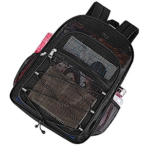 Heavy Duty Mesh Backpacks for Adults, School Bags Boys and Girls, See Through with Adjustable Straps, Swimming, Fitness, Sports, Carry Portable Oxygen Concentrators