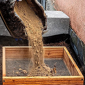 HANH Soil Sifter for Rocks, Wooden Hand Held Garden Dirt Sifter with Sifting Screen, Compost Sifter Strainer for Bonsai Soil Mix S321