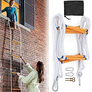 Emergency Fire Escape Rope Ladder Flame Resistant Emergency Fire Safety Evacuation Ladder Fast to Deploy Sturdy & Strong Portable and Reusable(16F/5M)