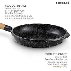 COOKLOVER Nonstick Frying Pan 100% PFOA Free Cookware Induction Skillet Fry Pan Set Pack -3-7.9 Inch & 9.5 Inch &11 Inch Black