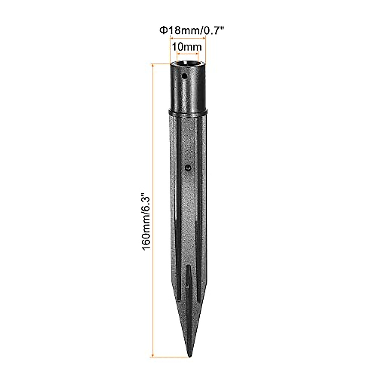 MECCANIXITY Solar Light Spikes,18x150mm Ground Stakes for Garden Pathway Landscape Lamps, ABS Plastic Black, Pack of 4