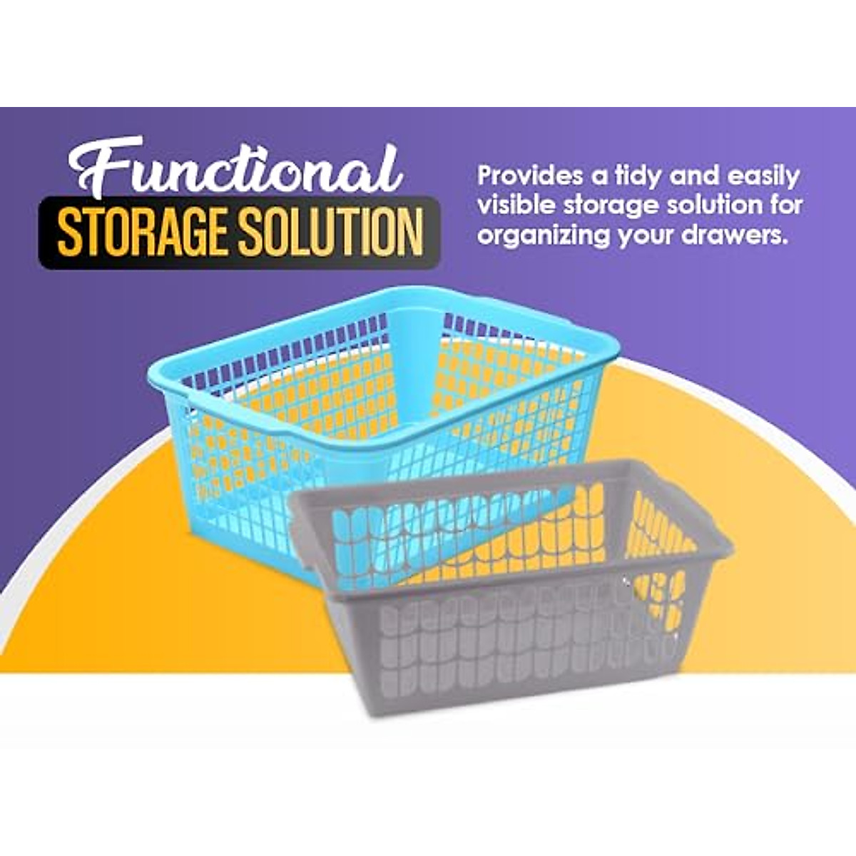 YBM HOME Plastic Perforated Storage Basket Bin Office Drawer, Shelf Desktop Countertop Tray Organizer 32-1184 (1, Pink)