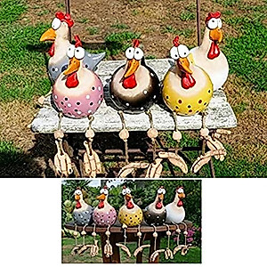 POKSAUAE 5PCS Resin Rooster Outdoor Statues Funny, Waterproof and Does not Fade Suitable Courtyard, Garden, Balcony Decoration