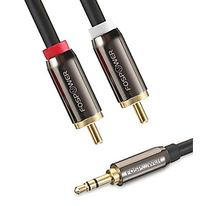 FosPower 3.5mm to RCA Cable (25FT), RCA Audio Cable 24K Gold Plated Male to Male Stereo Aux Cord [Left/Right] Y Splitter Adapter Step Down Design