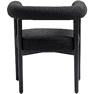 Meridian Furniture Hyatt Collection Mid-Century Modern Dining Chair, Solid Wood Finish, Rich Boucle Fabric, 26.5" W x 22" D x 28" H, Black