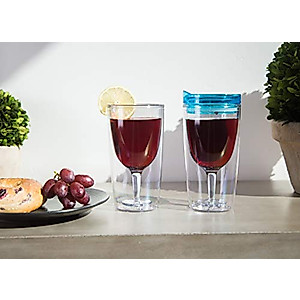 STRATA CUPS Insulated Wine Tumbler With Lid (SET OF 10) +BONUS Name Decals | Outdoor Acrylic Plastic Wine Glasses | 10oz Cup Tumblers in 10 Colors - Adult Sippy | Unbreakable Stemless Wine Glass