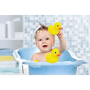 Yellow Rubber Duck Toy Duckies for Kids, Bath Birthday Gifts Baby Showers Classroom Incentives, Summer Beach and Pool Activity, 3" Inch (2-Pack)