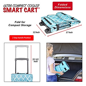 dbest products Ultra Compact Cooler Smart Cart, Moroccan Tile Insulated Collapsible Rolling Tailgate BBQ Beach Summer