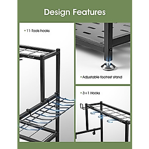 SereneHome Garden Tool Organizer – Heavy-Duty Carbon Steel Storage Rack for Garage, Shed & Yard – Rust-Resistant, Holds 100+ lbs of Garden & Lawn Tools – Black