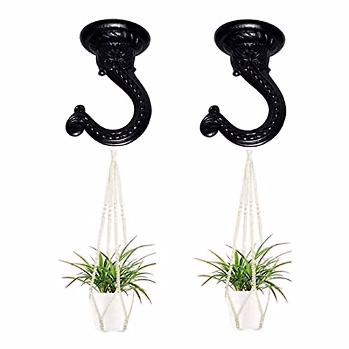 GDQLCNXB 6 Sets 55mm/2.17" Ceiling Metal Ceiling Hooks, Heavy Duty Swag Ceiling Hooks with Hardware for Hanging Plants/Chandeliers/Wind Chimes/Ornament (Black Color)