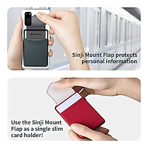 Sinjimoru Removable Cell Phone Wallet with Flap, Wireless Charging Compatible Cell Phone Card Holder for Back of Phone. Sinji Mount Flap Black