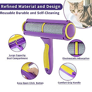 Mollypaws Pet Hair Remover for Furniture, Reusable Dog Cat Fur Removal Brush for Couch, Bedding, Non-Slip Handle Grip for Comfort Removal Experience, Upgrade Removing Tool for Cleaning