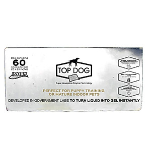 Top Dog White Puppy Pads, 60 Pack Deluxe Dog Training Pad with Extra Quick-Dry Advanced Polymer - Perfect for Puppy Housebreaking and as Potty Pads for Your Mature Pet