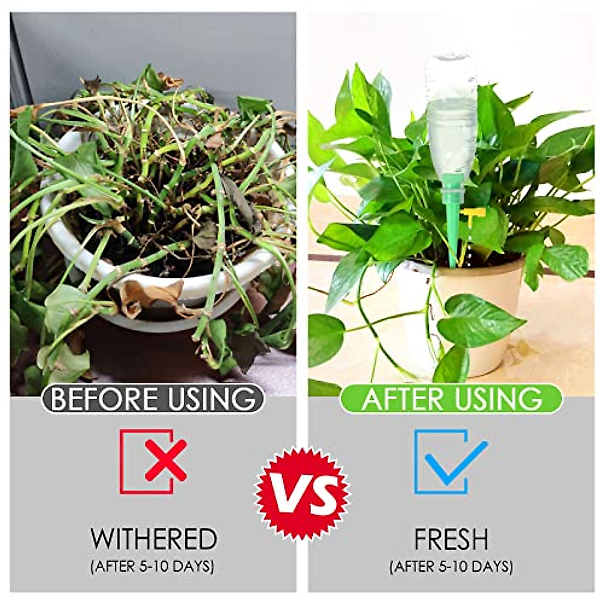 Self Watering Spikes, 24 Pcs Plant Watering Devices, Adjustable Self Watering Planter Insert with Slow Release Control Valve Switch for Garden Plants Indoor & Outdoor(3 Colors)