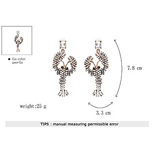 Mountainer Trendy Animal Lobster Crystal Big Earrings for Women Statement Drop Earring Wedding Jewelry Gift-Colorful
