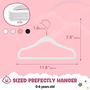 HOUSE DAY Velvet Baby Hangers for Closet, Kids Hangers Velvet 60 Pack, Non Slip Toddler Hangers 11.8 Inch, Durable Childrens Hangers Newborn Hangers for Baby Clothes- White