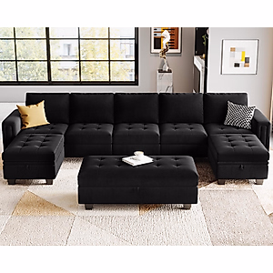 Belffin Velvet Armrest Module for Modular Sectional Sofa Couch Side Armrest for Sectional Modular Couch Black