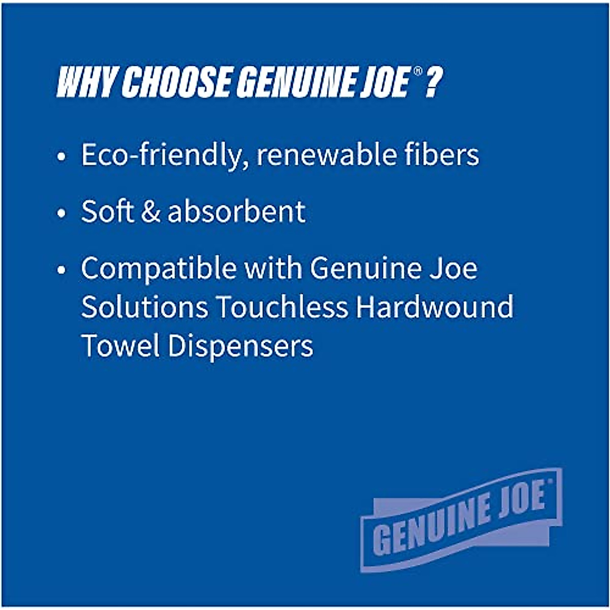 Genuine Joe Solutions Solutions 850' Hardwound Paper Towels, 6 Rolls, 7" x 850 ft, White