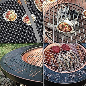 LEAYAN Garden Fire Pit Portable Grill Barbecue Rack Fire Pit Bonfire Wood Burning Patio Coal Grill Firepit for Grill Charcoal Grill with Spark Screen Poker with Cover BBQ Cooking for Camping Backyard