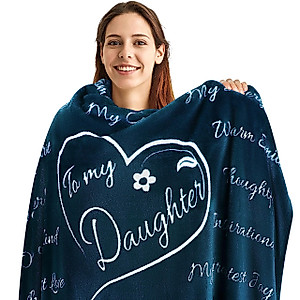 Daughter Gifts, Christmas Gifts for Daughter, Daughter Gift, Birthday Gifts for Daughter, to My Daughter Blanket from mom, Adult Daughter Gifts from Dad, Throw Blanket 65” x 50” (Blue)
