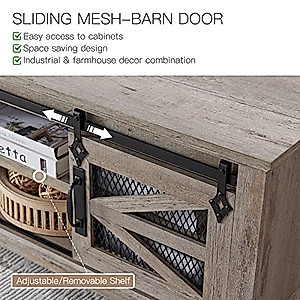 OKD 48'' Coffee Table with Storage & Sliding Barn Doors, Farmhouse & Industrial Cocktail Table w/Adjustable Shelves, Rectangular Rustic Living Room Table for Living Meeting Room, Light Rustic Oak