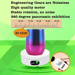 YVV Turner Cup Rotating Display Stand for Epoxy Glitter Tumbler, 360 Degree Automatic Mute Rotating Turntable for Photography Products Tumbler Making Supplies Spinner 4.72*1.77in Motorized Rotation