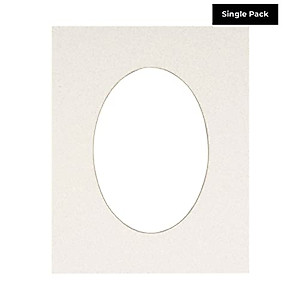 16x20 Mat Bevel Cut for 14x16 Photos - Precut Oyster Shell White Oval Shaped Photo Mat Board Opening - Acid Free Matte to Protect Your Pictures - Bevel Cut for Family Photos, Pack of 1 Matboard Show