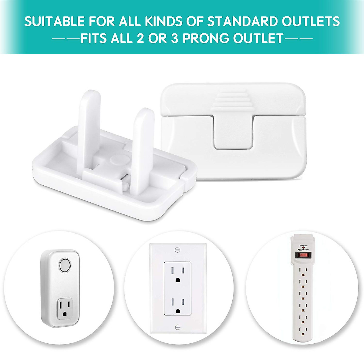 Outlet Covers Baby Proofing (40 Pack) with Hidden Pull Handle Outlet Plug Covers Prevent Electric Shock Hazard Outlet Protector Difficult for Kids to Remove Child Proof Outlet Covers