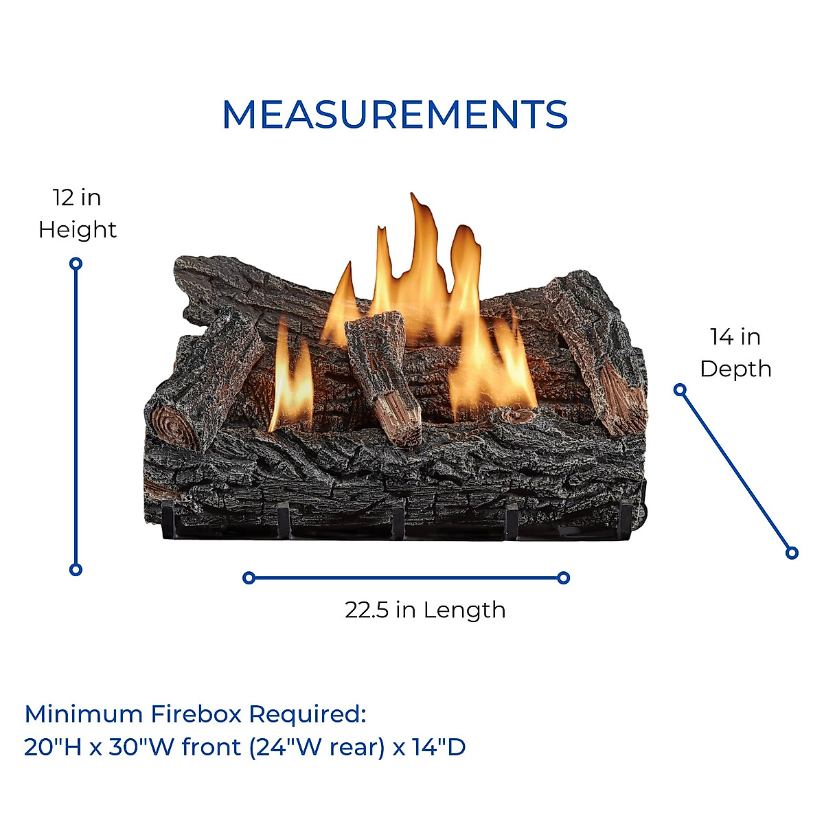 Duluth Forge 22" Ventless Dual Fuel Gas Log Set - 32,000 BTU, Thermostat Control, Natural Gas/Propane, Hand-Painted Winter Oak, Realistic Ceramic Logs, Oxygen Depletion Sensor, 99.9% Efficient