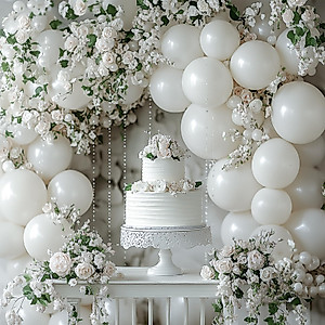 PartyWoo Pearl White Balloons 100 pcs 12 Inch White Balloons Pearl Balloons for White Pearl Balloons Wedding Party Engagement Bridal Baby Shower Birthday Graduation White Party Decorations White-Z30