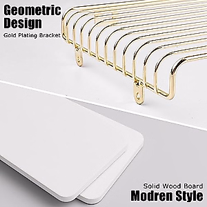 Filano Floating Nightstand White and Gold Wall Mounted Nightstand, Small Bedside Wall Shelves for Bedroom, Wood Floating Bed Side Table/Night Stand 2 Tiers Modern Decor