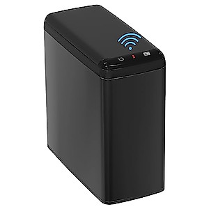 TrashAid Touchless Motion Sensor Trash Can with Lid, 2.4 Gallon Bathroom Stainless Steel Slim Trash Bin Automatic, Small Office Garbage Can Black Wastebasket for Toilet, rv, livingroom, 9 Liter