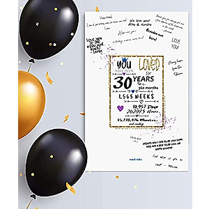 30th Birthday Party Guest Book Poster - Table Centerpiece Decoration Banner for Women or Men Turning 30 years old - Sweet Guest Book Alternative - 11x17 In Art Anniversary Keepsake Sign for Wishes