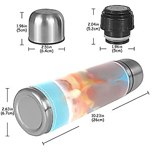 Stainless Steel Leather Vacuum Insulated Mug Sky Thermos Water Bottle for Hot and Cold Drinks Kids Adults 16 Oz