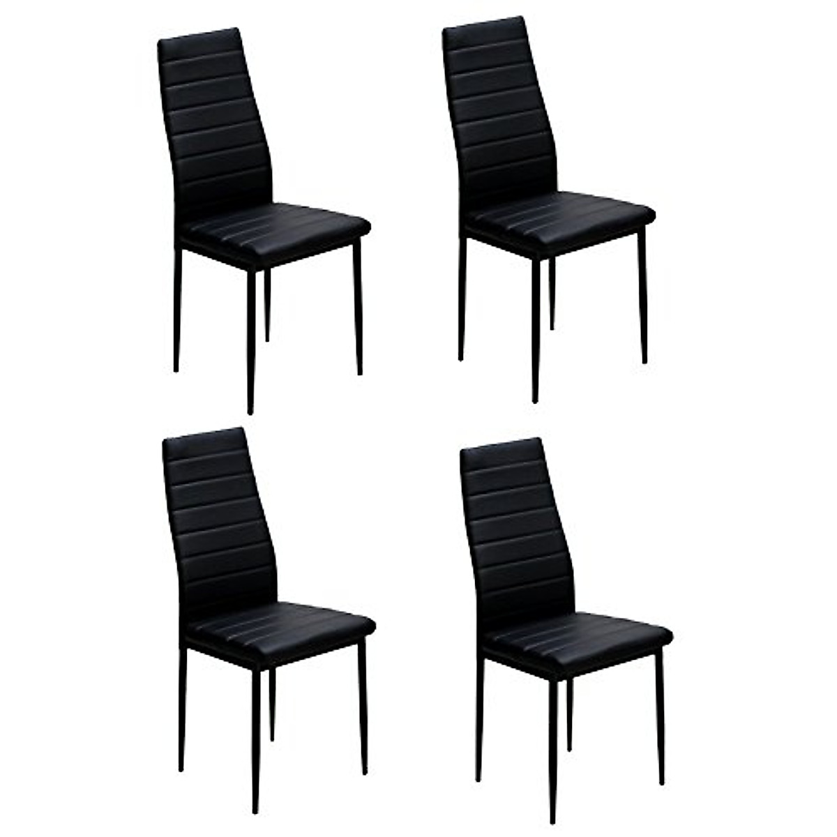 IDS Online Dining Side Chair with Foot Pad Black Modern Style PU Leather