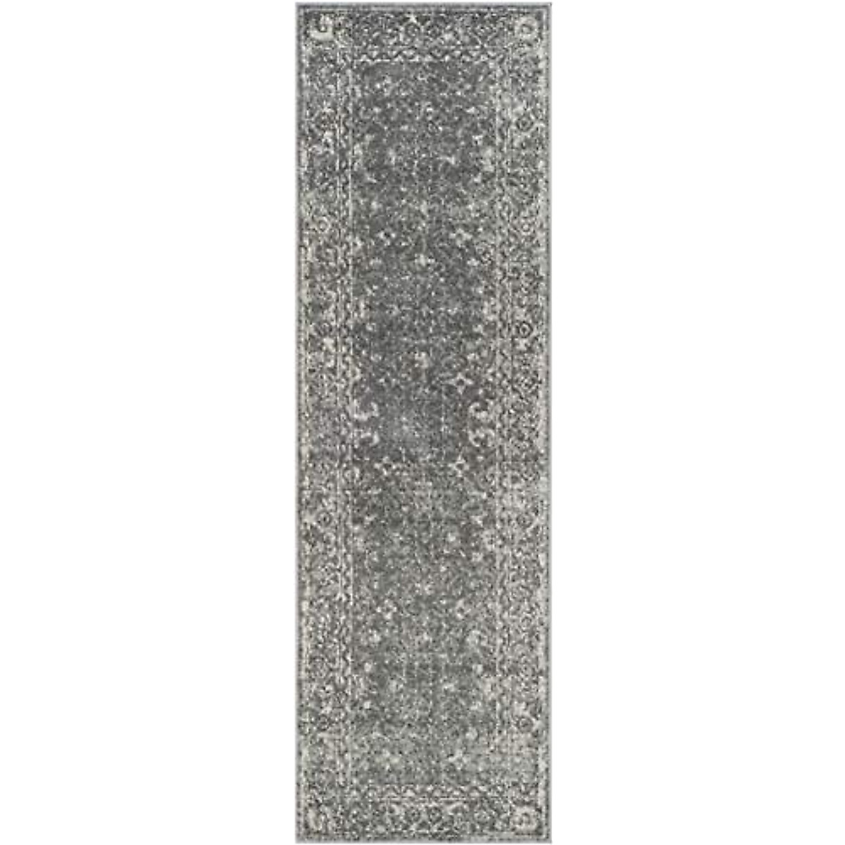 SAFAVIEH Evoke Collection 2'2" x 5' Grey/Ivory EVK270S Shabby Chic Distressed Non-Shedding Living Room Bedroom Area Rug