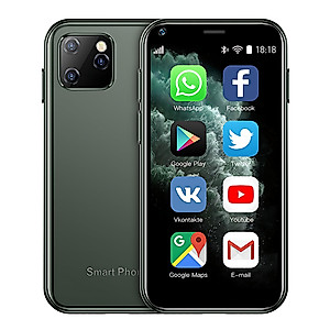 Hipipooo Super Small Mini Smartphone 3G Dual SIM Mobile Phone 2GB RAM 16GB ROM Dual SIM Android 8.1 Unlocked Children Phone Pocket Cellphone (Green)
