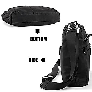 Medium Crossbody Purse Bag with Inside Key Hook Shoulder Bag for Everyday Travel Waterproof Nylon (Black)