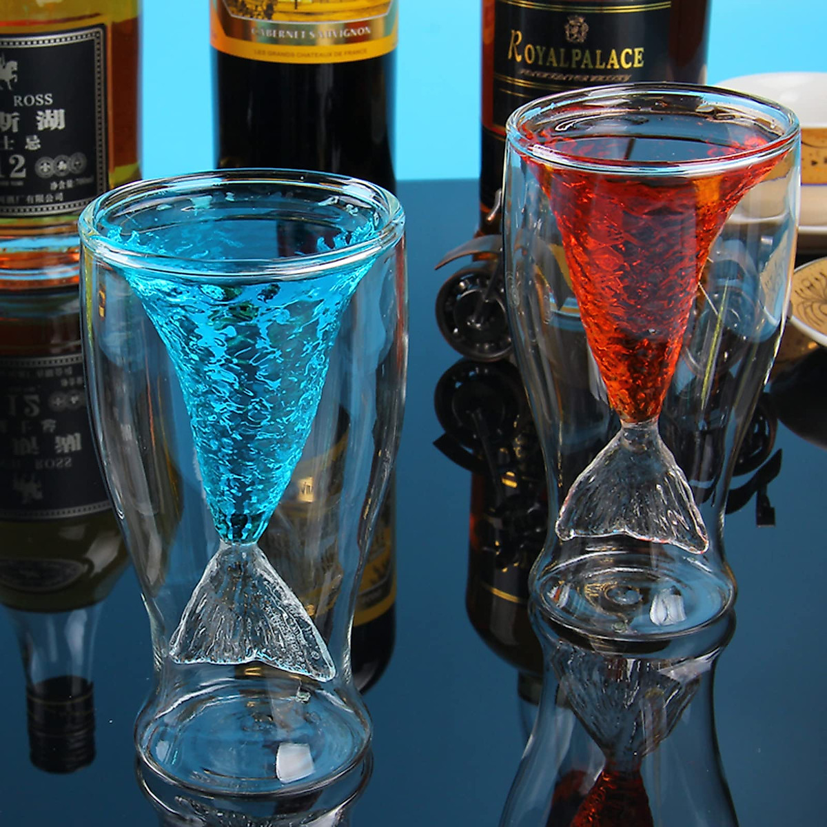 Mermaid Gifts,Set of 2 3OZ shot glasses for Girl & Women,Mermaid Tail Wine Glasses, Novelty Mermaid Shot Glass,for Beer Whiskey Cocktail,Gift for Mermaid Party Favors,Birthday,Christmas,New Year