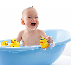 Haooryx 20Pcs Summer Beach Rubber Duckies Float Bathtub Ducky Swimming Pool Toys Summer Theme Novelty Funny Squeeze Ducks for Kids Birthday Party Favors Prize Rewards Baby Shower Bath Toys Decoration