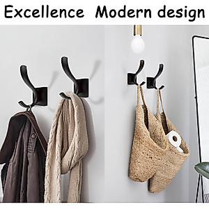 Bunliuys Towel Holder for Bathroom Wall Hooks, Bath Towel Rack Shower Towel Holder, Robe Hook Heavy Duty Coat Hooks Entryway Wall Mounted for Hanging Key Robe Hat Backpack (Black 2)