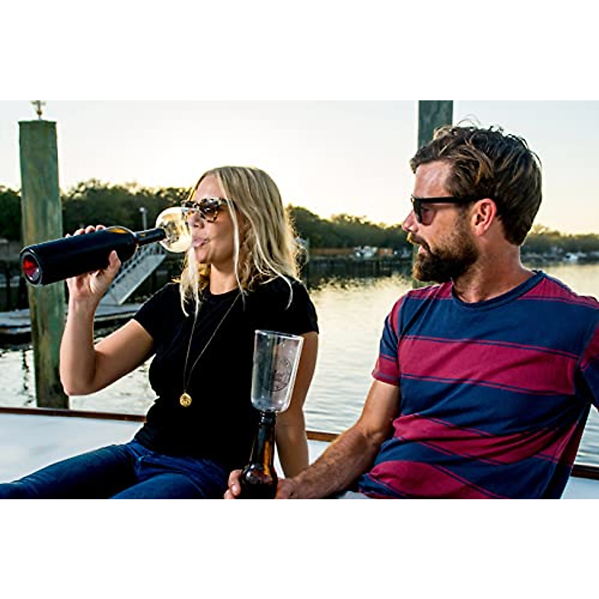 Guzzle Buddy 2GO Unbreakable Tritan Plastic Wine Bottle Glass, It Turns Your Bottle Into Your Glass, Liquid Therapy