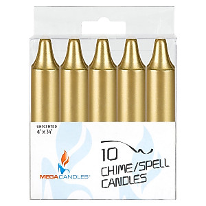 Mega Candles 10 pcs Unscented Gold Exquisite Mini Taper Candles, 4 Inch Tall x 3/4 Inch Diameter, Supreme Chimes, Enchantment, Rituals, Casting Spells, Witchcraft, Wiccan, Altar, Magic, Metaphysical