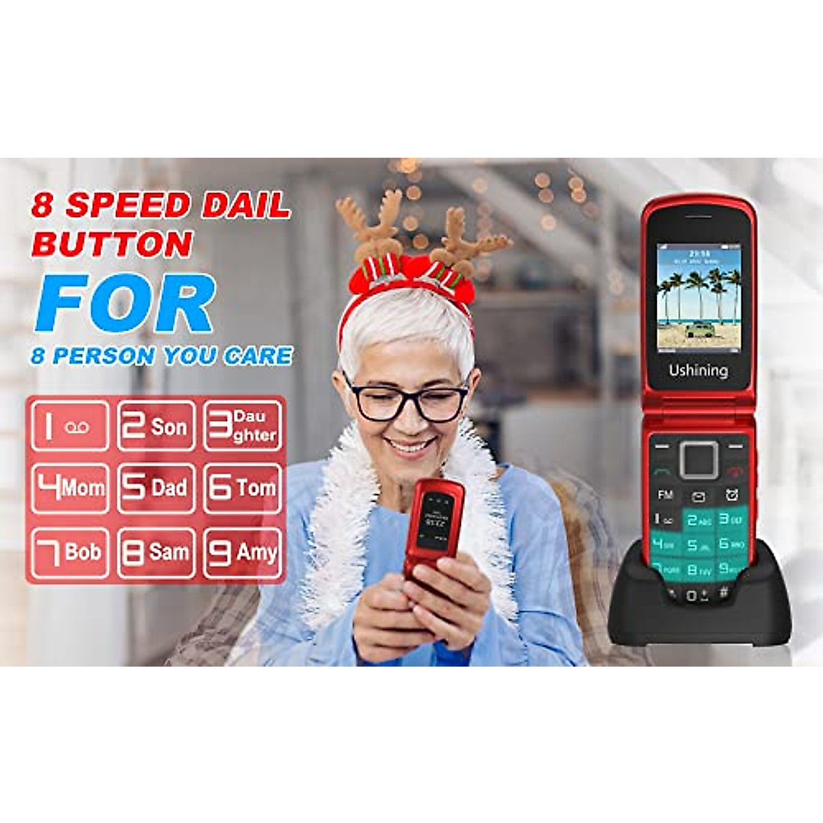 4G LTE Seniors Cell Phone Dual Standby Unlocked Senior Flip Phone SOS Big Button Senior Basic Phone for Elderly 2.4 Inch Screen Unlocked Feature Cell Phone with Charging Dock (Red)