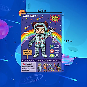 Mocossmy Make a Face Stickers Sheets,24 Sheets Make Your Own Astronaut UFO Rocket Mix & Match Space Themed Stickers,DIY Stickers for Kids Art Crafts School Rewards Birthday Party Favor Supplies Games