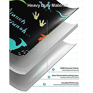 Bagseri Lunch Box, Kids Insulated Lunch Box for Boys, Portable Reusable Toddler Lunch Cooler Bag Thermal Organizer, Water-resistant Lining (Black, Dinosaur)