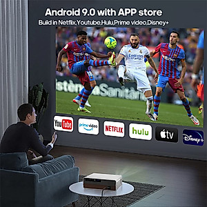 KYASTER Native 1080P Projector,700 ANSI Lumen 4K Supported,4P/4D Keystone Correction,Android 9.0 OS with Build in App Store,5G WiFi Wireless Screencast for iPhone,10W Speakers,Bluetooth 5.1