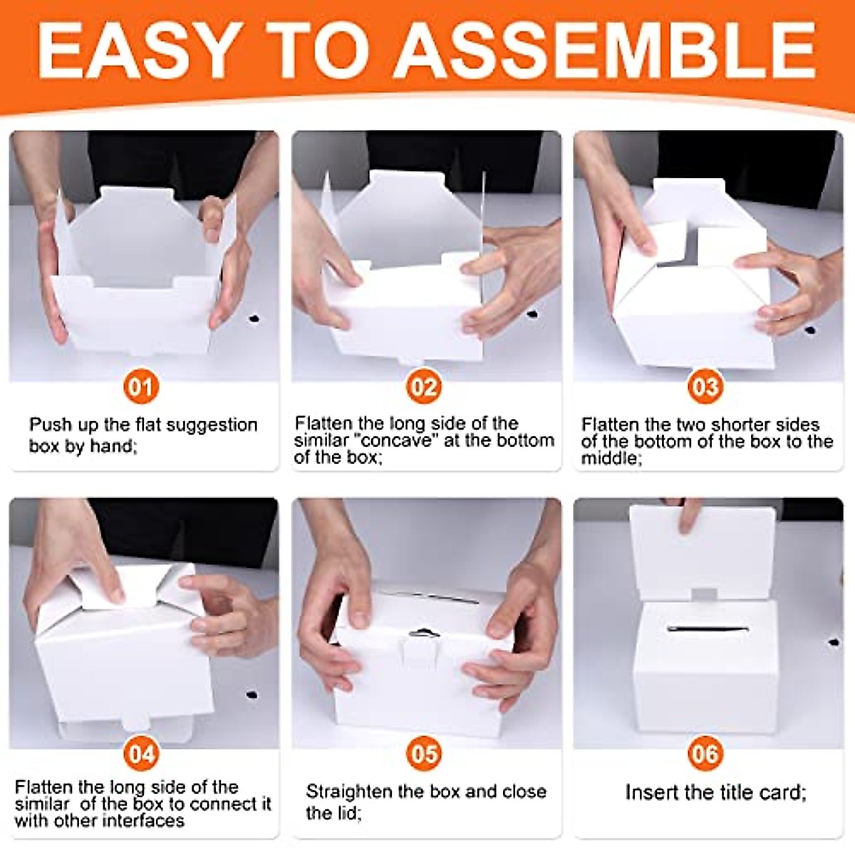 GRAWUN suggestion boxes with slot,raffle ticket boxs,raffle donations boxs, suggestion boxes with removable header，for Collecting Card Tickets And Voting Contest (3 Pack，White)