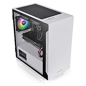 Thermaltake S100 Tempered Glass Snow Edition Micro-ATX mini-Tower Computer Case with 120mm Rear Fan Pre-Installed CA-1Q9-00S6WN-00, White